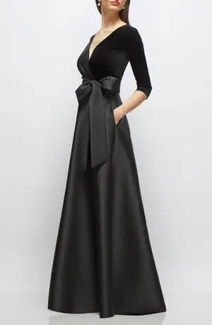 After Six Velvet Bodice Satin Gown
