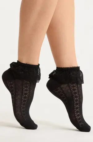 CASA CLARA Palmer Ruffle Ankle Socks - Black