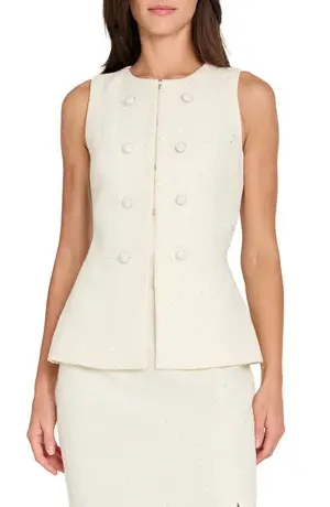 TAHARI ASL Metallic Bouclé Vest