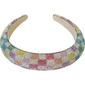 MALIBU SUGAR Rhinestone Checkers Headband - Multi Rainbow Colors