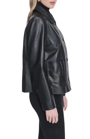Cole Haan Leather Button-front Jacket
