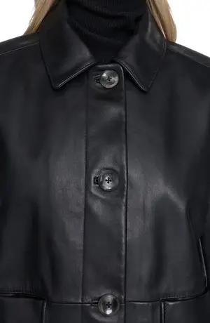 Cole Haan Leather Button-front Jacket