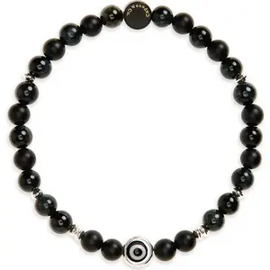 Caputo & Co Evil Eye Orbit Beaded Bracelet - Black/blue Tiger Eye