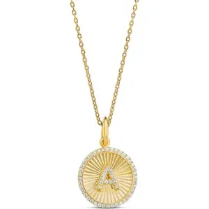 SHYMI Fluted Round Initial Charm Necklace - Gold