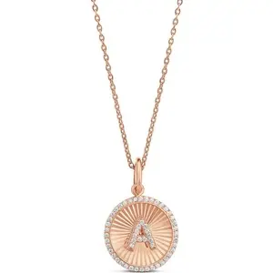 SHYMI Fluted Round Initial Charm Necklace - Rose