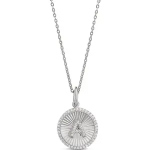 SHYMI Fluted Round Initial Charm Necklace - Silver