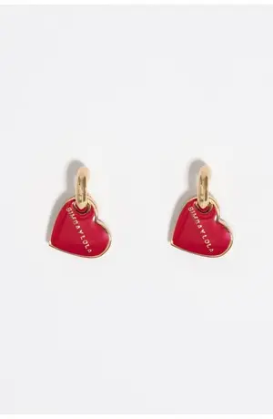 Bimba Y Lola Heart Hoop Earrings - Red