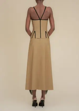 CONTESSA MILLS Madeleine Fitted Corset-inspired Poplin Top - Tan