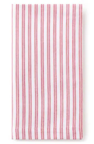 PETITE PLUME Antique Set Of 4 Ticking Stripe Cotton Placemats - Red