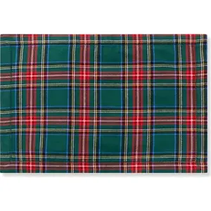 PETITE PLUME Kensington Set Of 4 Tartan Cotton Placemats - Green