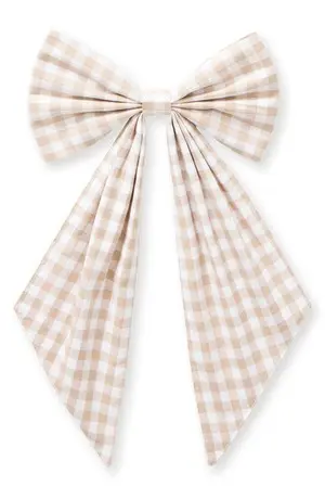 PETITE PLUME Gingham Cotton Wreath Bow - Beige