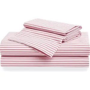 PETITE PLUME Antique Ticking Stripe Cotton Sheet Set - Red
