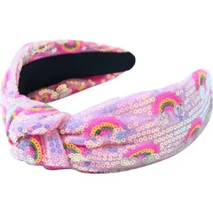 MALIBU SUGAR Knotted Sequin Headband - Multi - Pink & Rainbow