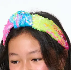 MALIBU SUGAR Knotted Sequin Headband - Multi - Pink/ Blue/ Yellow