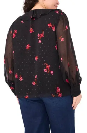 CECE DUPRAZ Floral Metallic Fleck Blouse