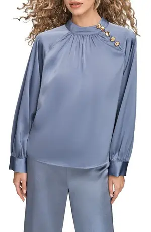 Donna Karan New York Button Detail Satin Top