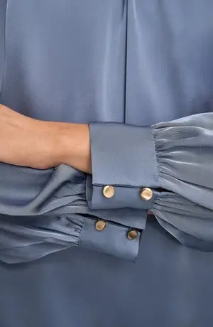 Donna Karan New York Button Detail Satin Top