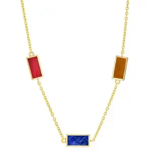 JAN LESLIE Gemstone Necklace In Sterling Silver With 18k Gold Vermeil - Multi