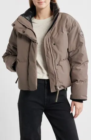 Canada Goose Grandview Black Label Cropped Puffer Jacket - Taupe Grey