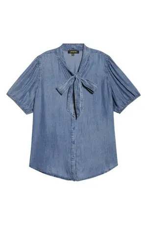 SUGARLIPS Georgina Tie Neck Chambray Top