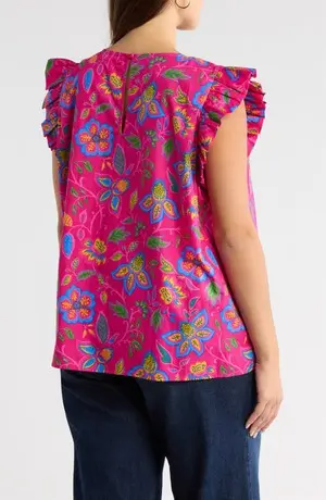 SUGARLIPS Signy Floral Print Ruffle Top