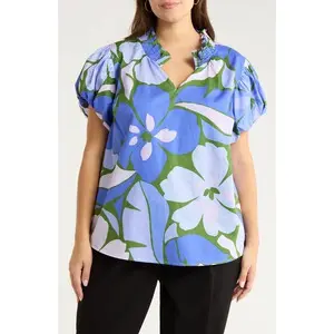 SUGARLIPS Dayana Floral Print Top - Green-blue