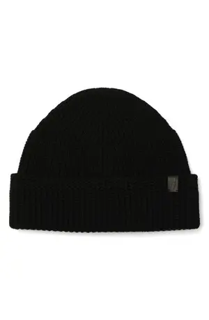 ALLSAINTS Merino Wool Ribbed Beanie - Black