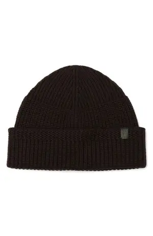 ALLSAINTS Merino Wool Ribbed Beanie - Wine Brown