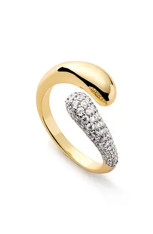 ANA LUISA Toby Pavé Cubic Zirconia Bypass Ring - Gold /clear