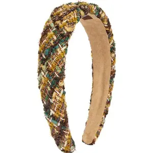 Tasha Padded Metallic Tweed Headband - Green Multi