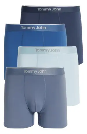 Tommy John Micro Stretch 4-pack 4-inch Boxer Briefs - Canal/ Blue/ Indigo/ Blues