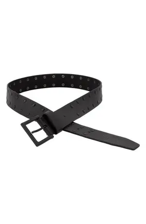 ALLSAINTS Studded Leather Belt - Black/matte Black