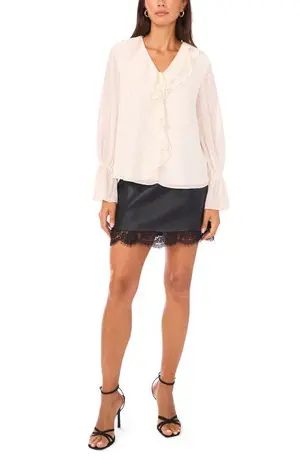 Vince Camuto Double Ruffle V-neck Top