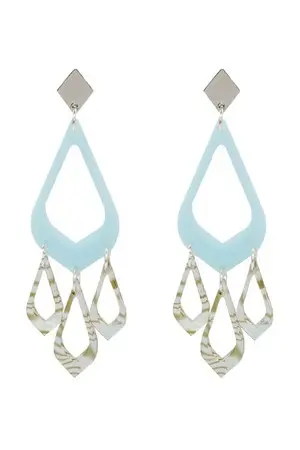 TOOLALLY Feather Drop Earrings - Island Blue & Shell