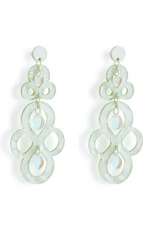 TOOLALLY Batik Drop Earrings - Regent Green & Iridescent