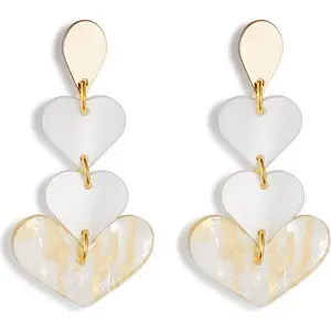 TOOLALLY Heart Drop Earrings - White