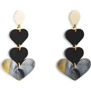 TOOLALLY Heart Drop Earrings - Black