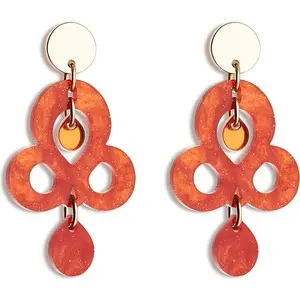 TOOLALLY Mini Batik Drop Earrings - Sienna Red & Orange Mirror