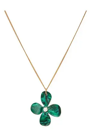 TOOLALLY Daisy Pendant Necklace - Emerald Pearl