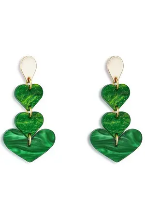 TOOLALLY Heart Drop Earrings - Grass Green