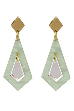 TOOLALLY Art Deco Diamond Earrings - Regent Green & Iridescent