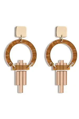 TOOLALLY Petite Art Deco Chandelier Earrings - Mocha & Champagne