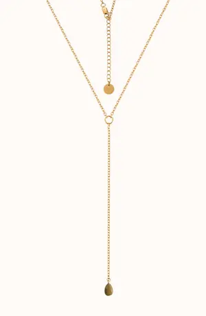JOIANA JEWELRY Rolo Lariat Drop Necklace - Olive