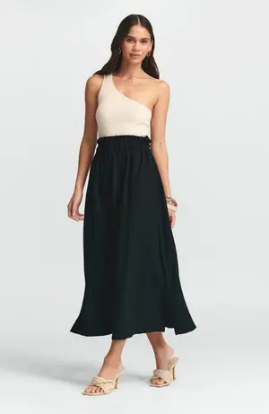 ST MRLO Meli Linen Midi Skirt - Washed Black