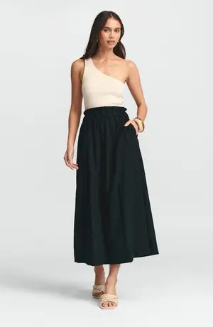 ST MRLO Meli Linen Midi Skirt - Washed Black