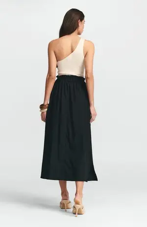ST MRLO Meli Linen Midi Skirt - Washed Black