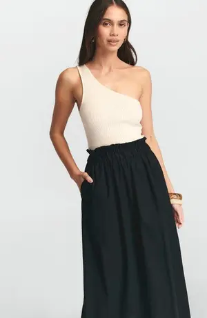ST MRLO Meli Linen Midi Skirt - Washed Black