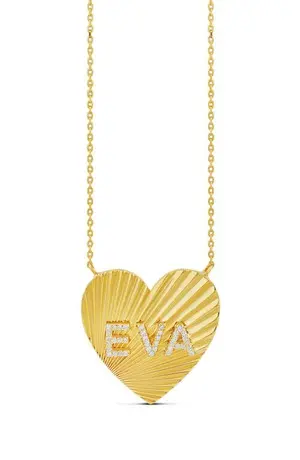 SHYMI Fluted Heart Initial Pendant Necklace - Gold