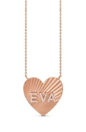 SHYMI Fluted Heart Initial Pendant Necklace - Rose