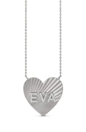 SHYMI Fluted Heart Initial Pendant Necklace - Silver